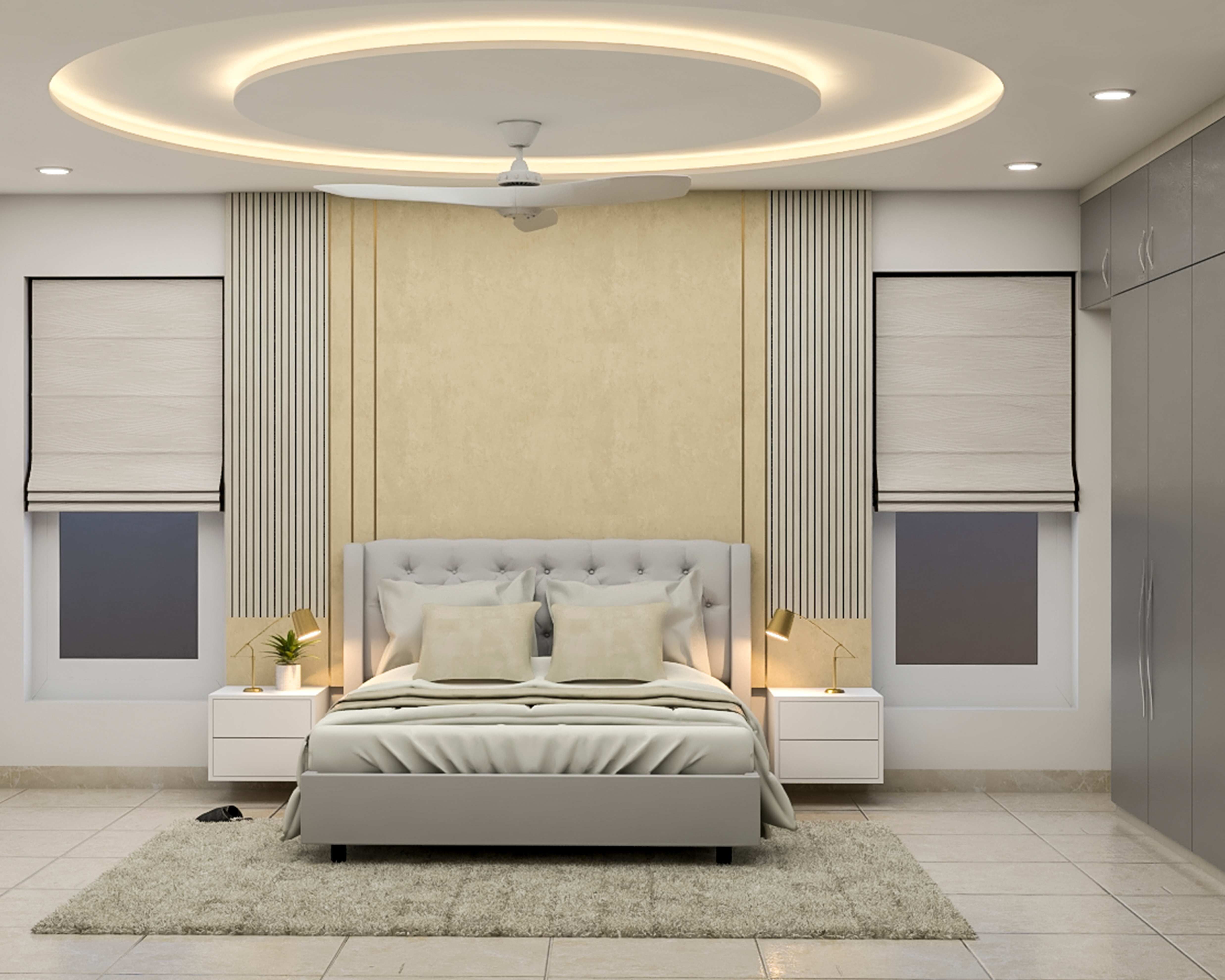 Textured Bedroom Wall Design With Strip Lighting | Livspace