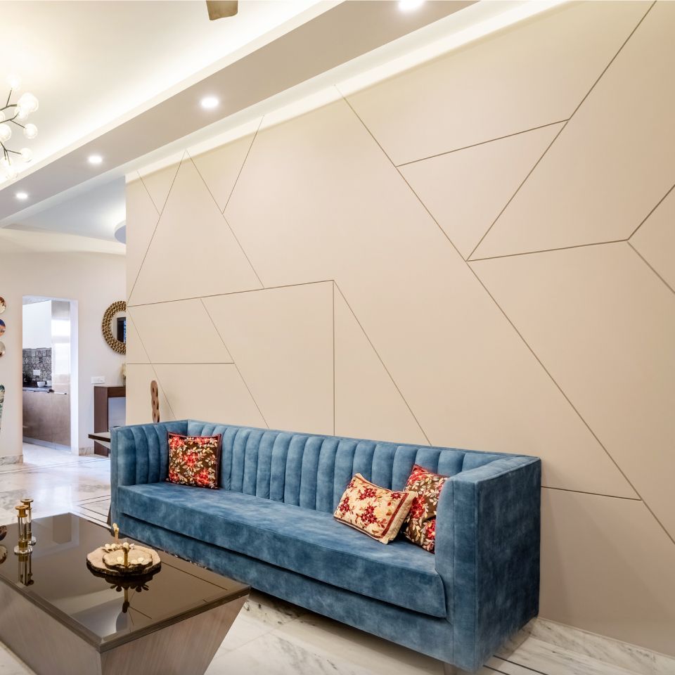 Beige Living Room Wall Paint For Compact Houses | Livspace