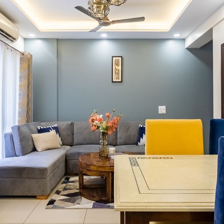 Neutral-Toned Wall Paint Design For Modern Living Rooms | Livspace