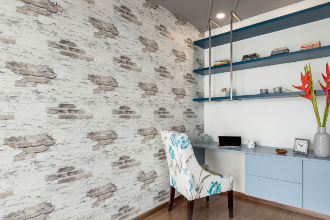 Exposed Brick Home Wallpaper Design | Livspace