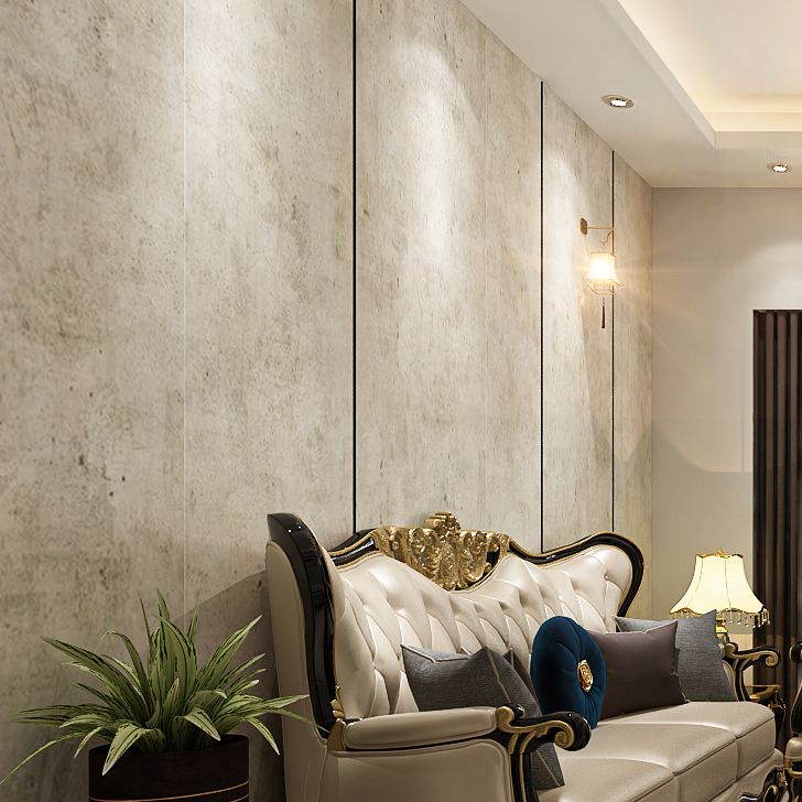 Grey Wallpaper Design For Living Rooms With Wall Sconce | Livspace