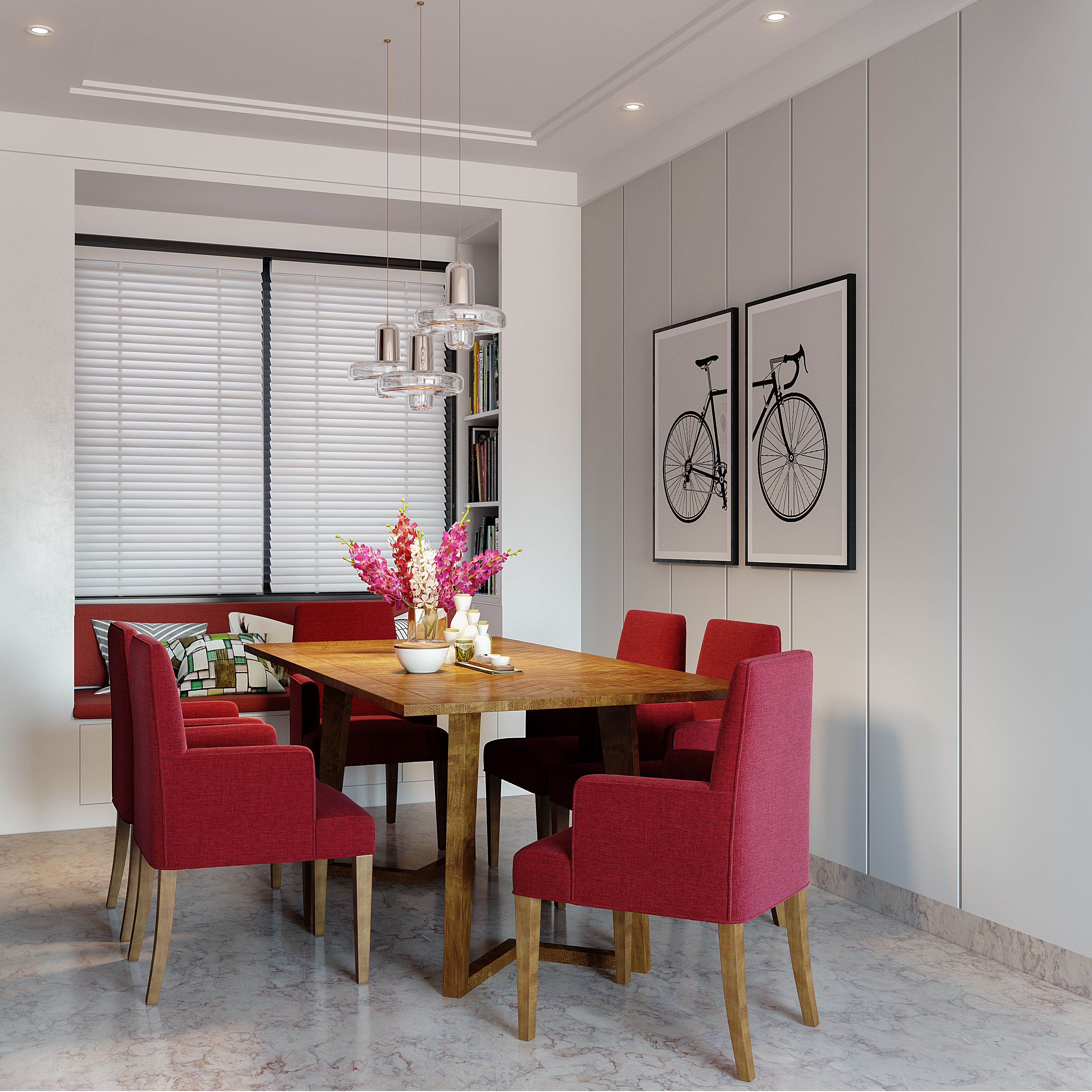 Spacious Dining Room Design With Coloured Interiors | Livspace