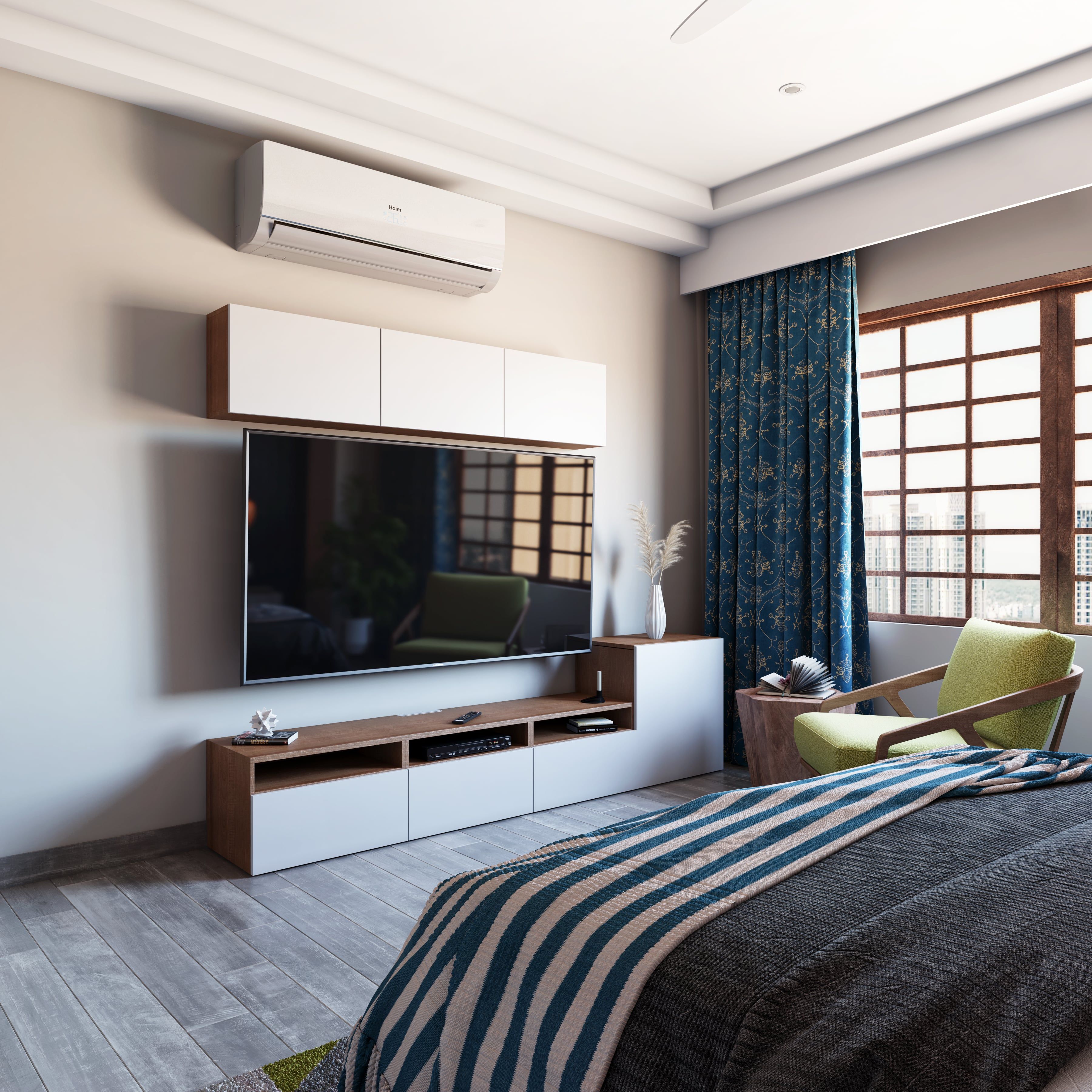 Classic TV Unit Design With Earthy Colour Scheme | Livspace