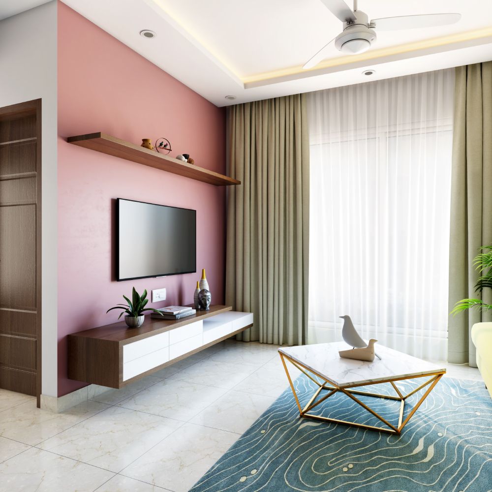 TV Cabinet Design With Wall-Mounted Drawers | Livspace