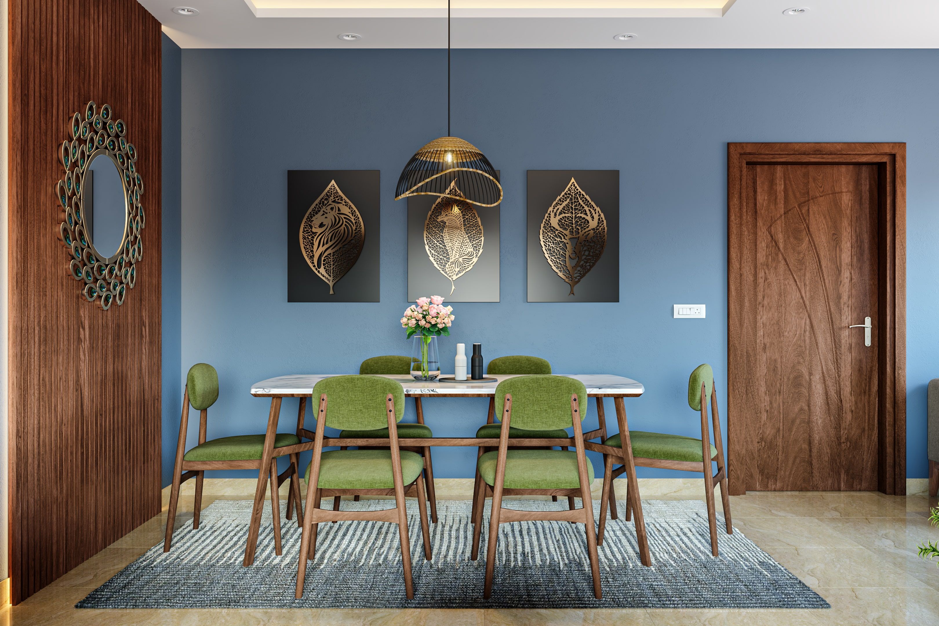 Spacious Dining Hall Design With An Earthy Palette | Livspace