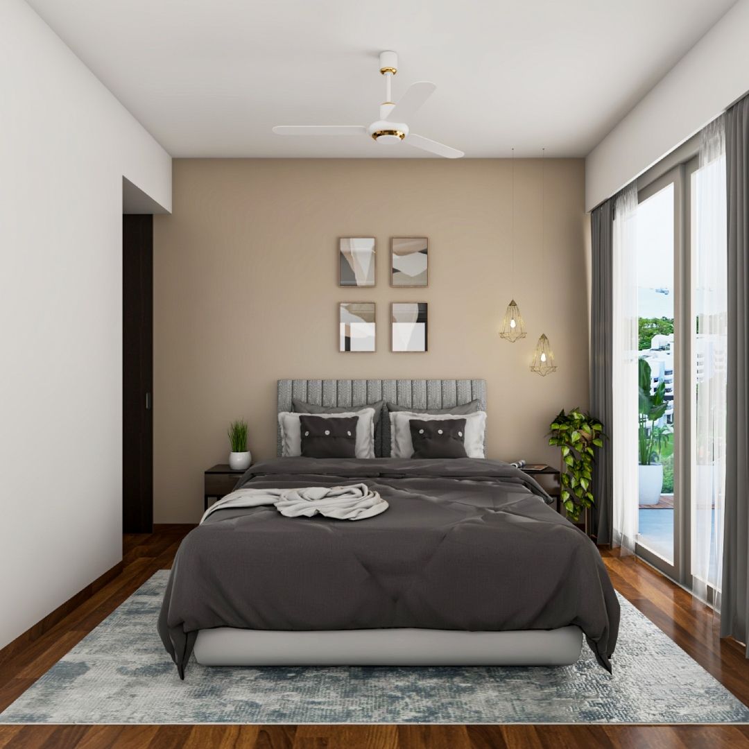 Beige Wall Paint Design For Headboard Walls | Livspace