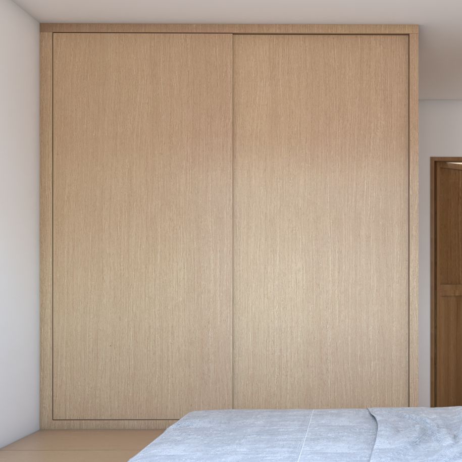Floor-To-Ceiling Wardrobe Design With A Wooden Finish | Livspace