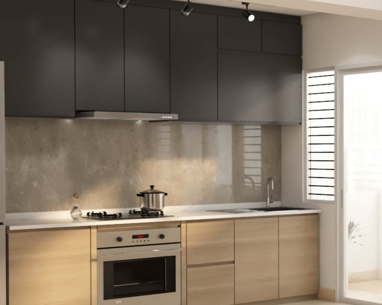 Square-Shaped Kitchen Tiles Design With A Glossy Finish | Livspace