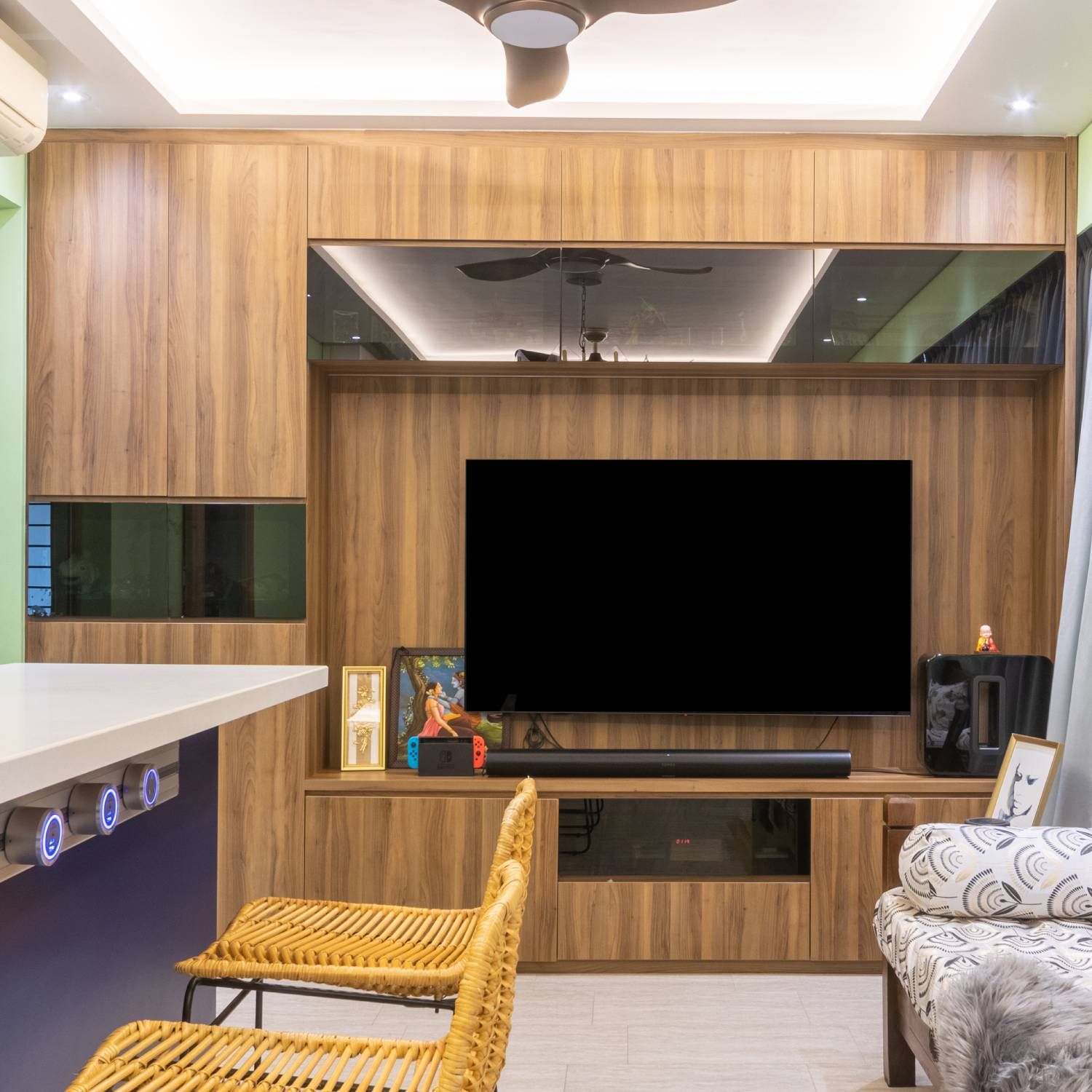 Floor-Mounted TV Cabinet With A Wooden Finish | Livspace