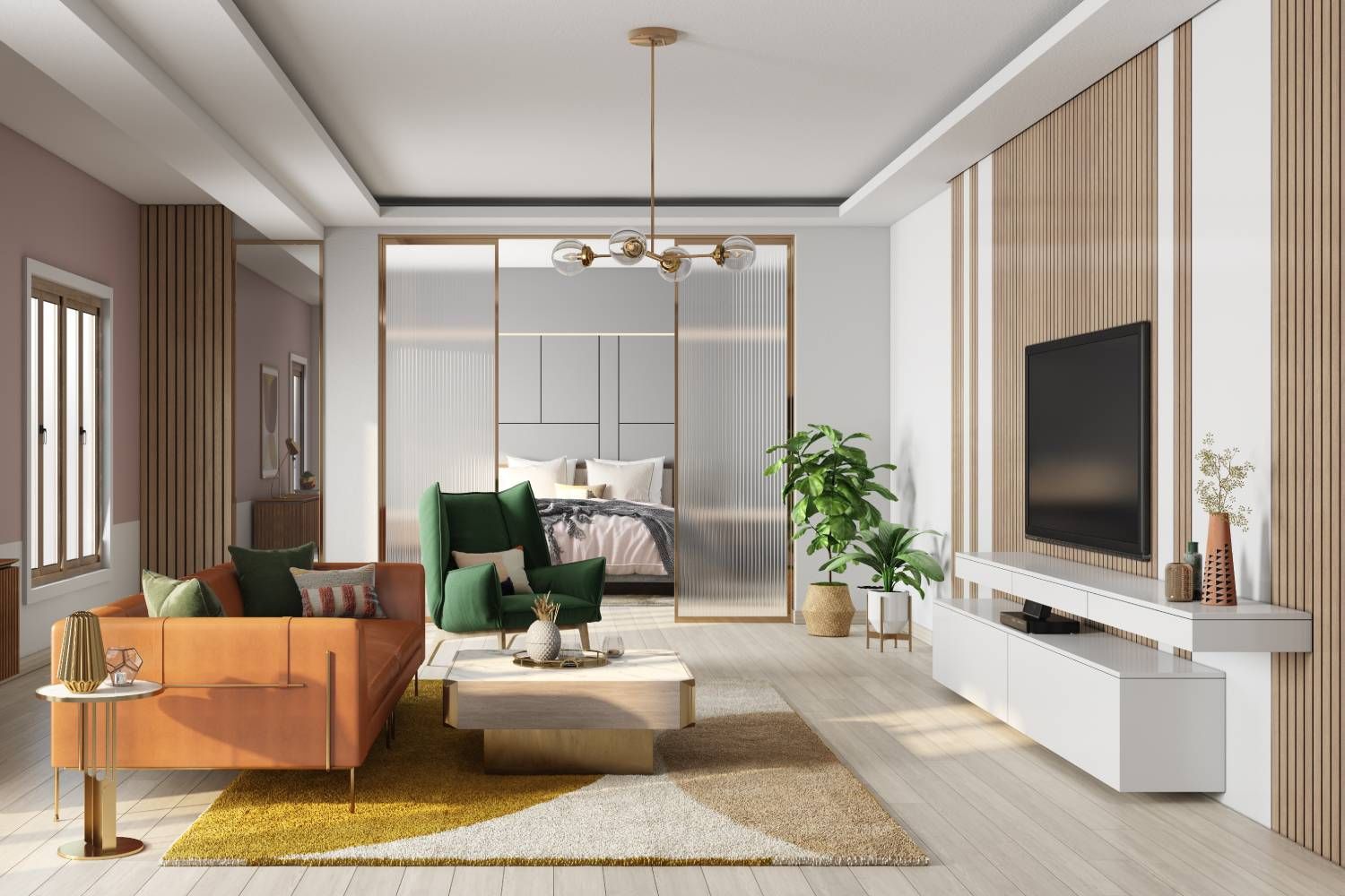 Gypsum Peripheral Modern Living Room Ceiling Design | Livspace