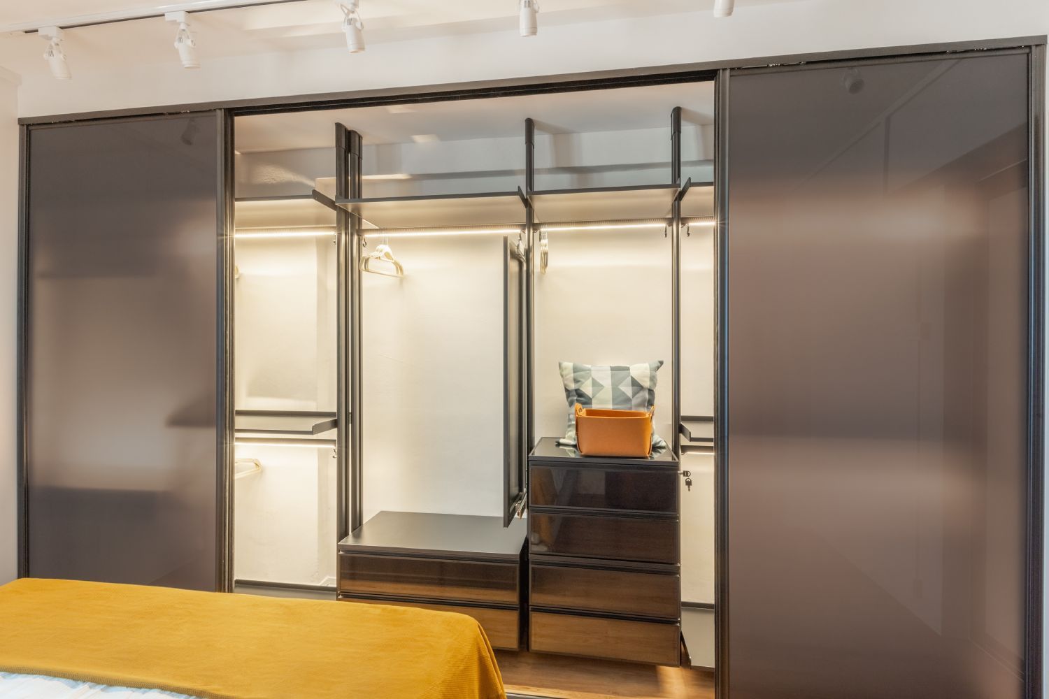 Slate Grey 2-Door Open Sliding Door Wardrobe Design | Livspace