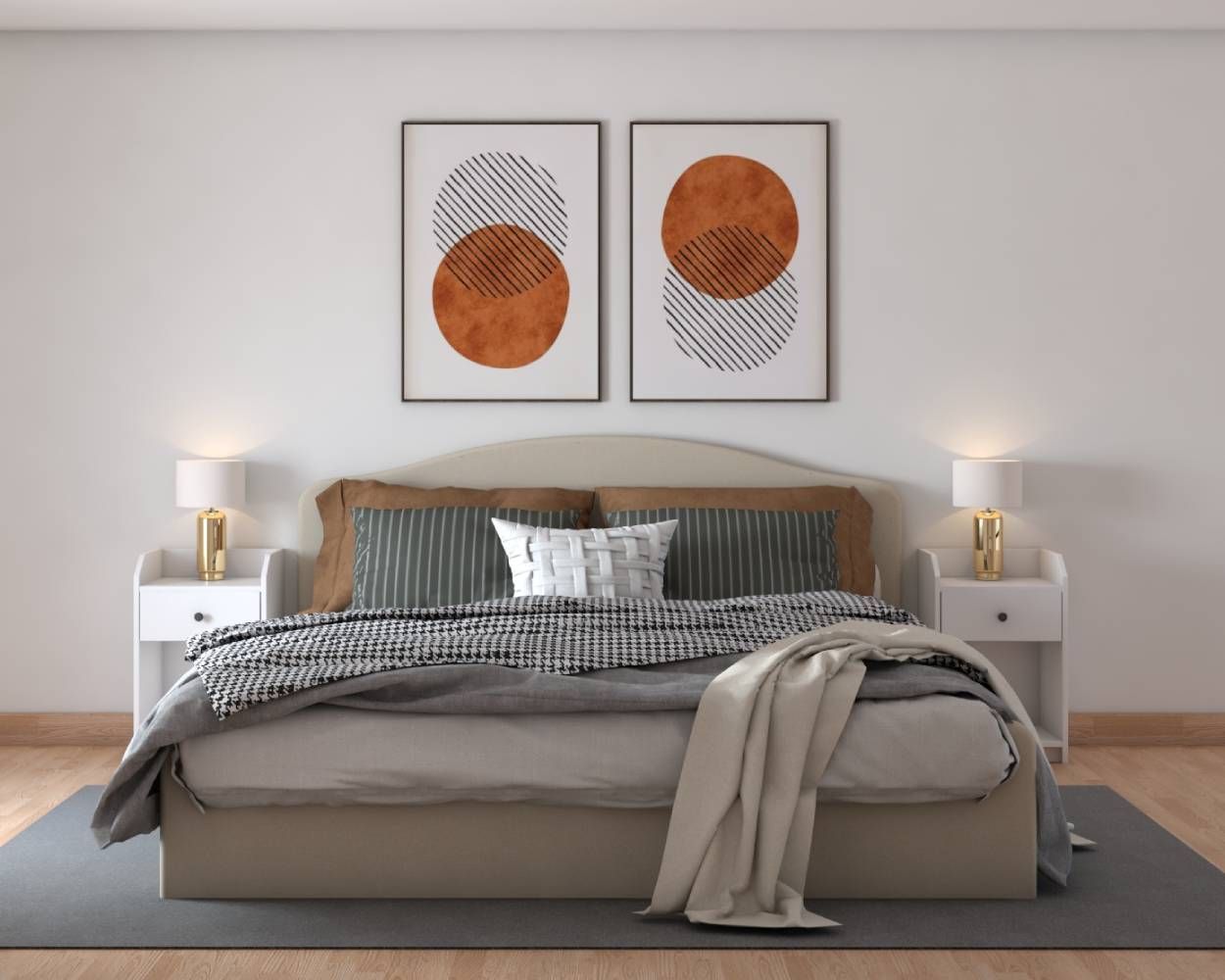 Master Bedroom Design With Beige Queen-Sized Bed - 15 m² | Livspace