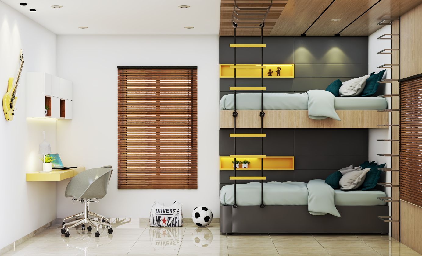 Well Planned Classic Style Compact Convenient Functional Bedroom | Livspace