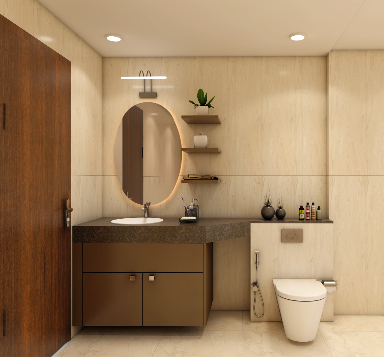 Compact Classic Convenient Bathroom | Livspace