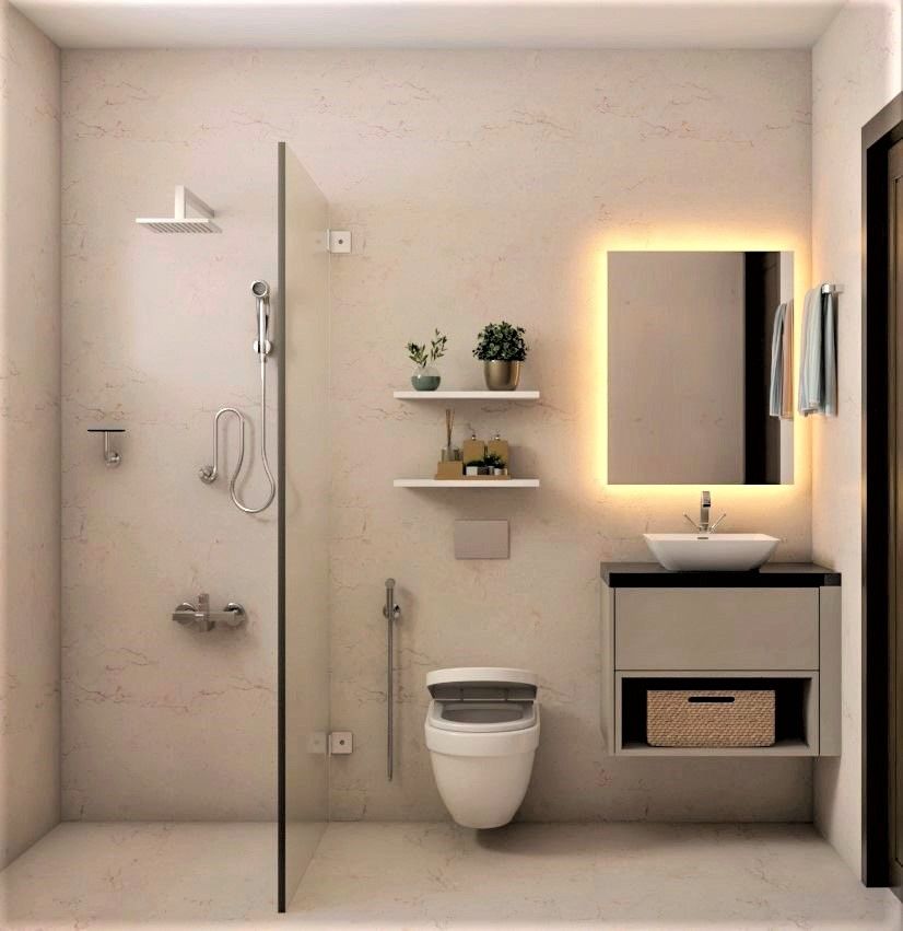 Immaculate Economical Compact Bathroom in Modern Design | Livspace