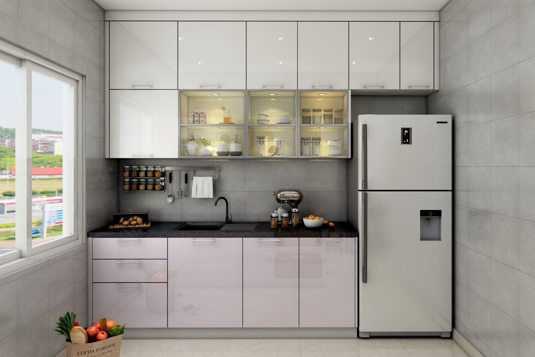 Convenient Modern Styled Compact Sized Kitchen Design | Livspace