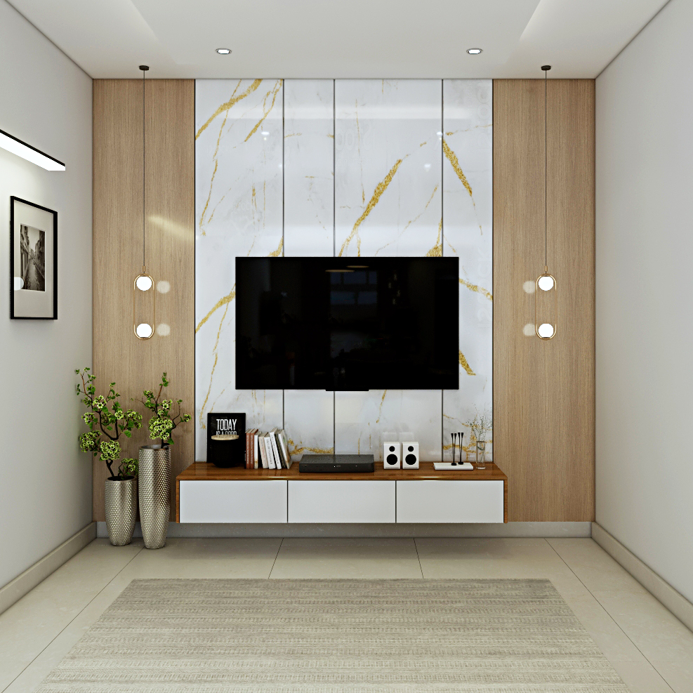 Compact Sized Convenient Classic Themed TV Unit Design | Livspace