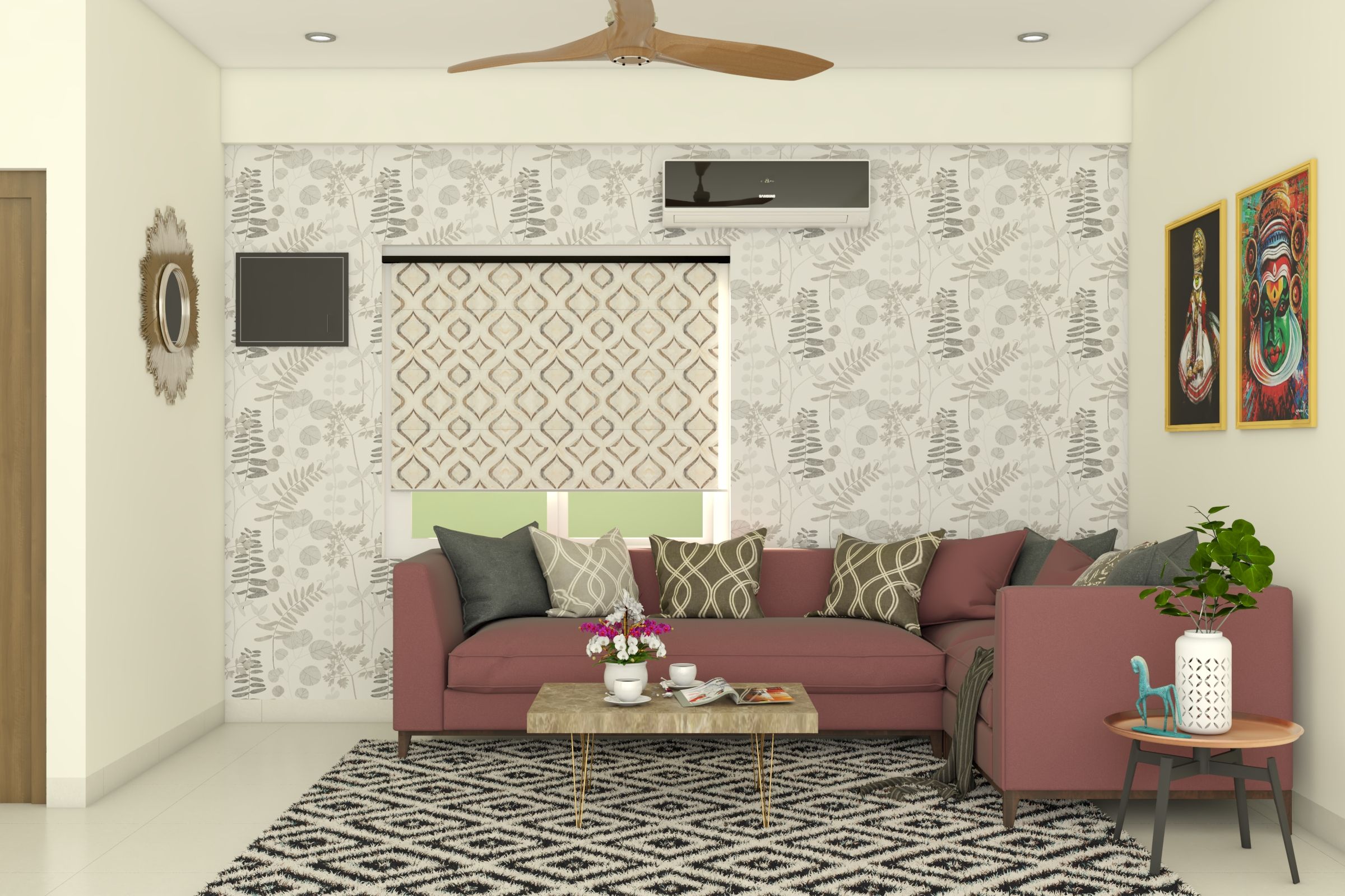 Spacious Living Room Design With L-Shaped Sofa | Livspace