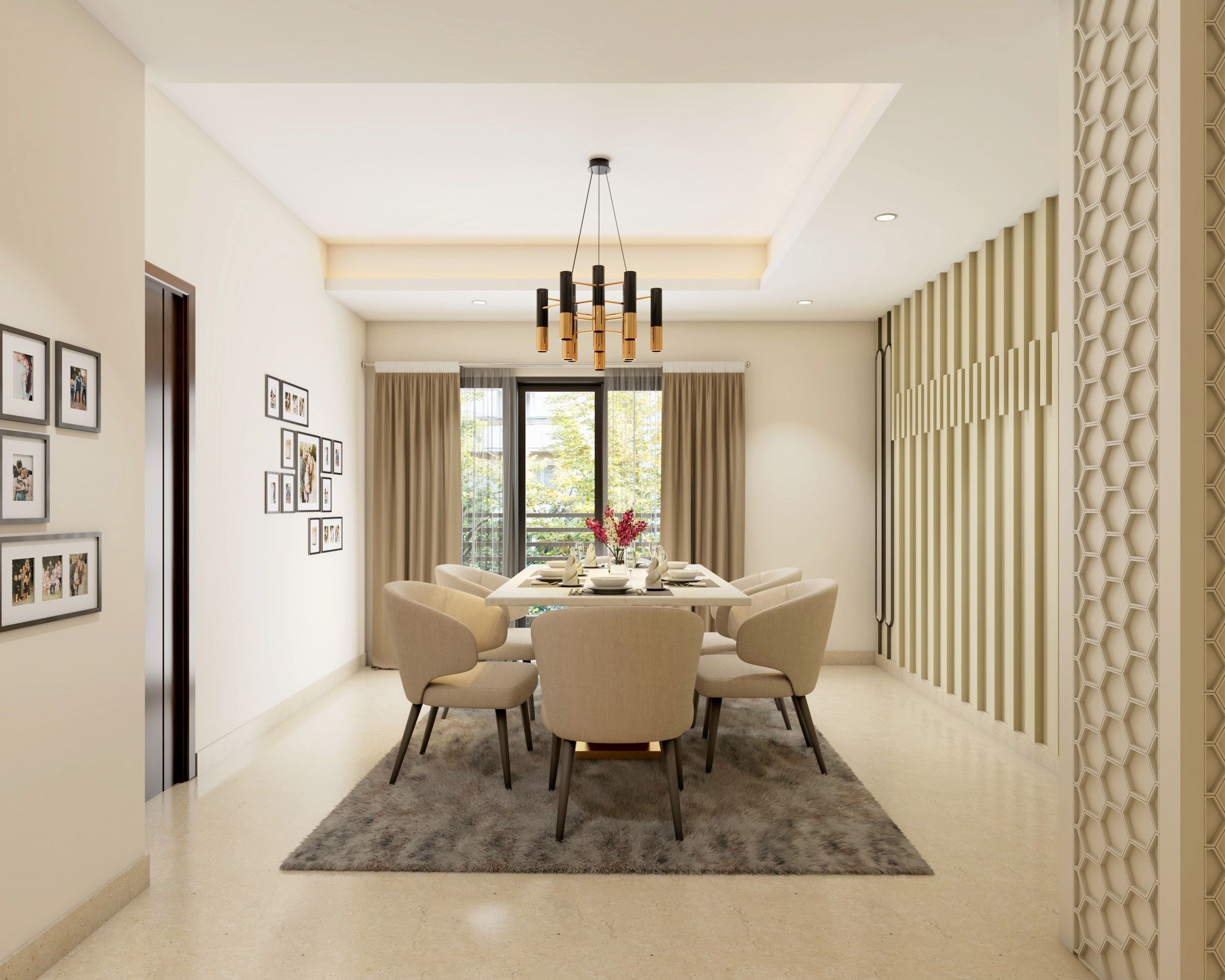 Beige Wall Design For Living And Dining Rooms | Livspace