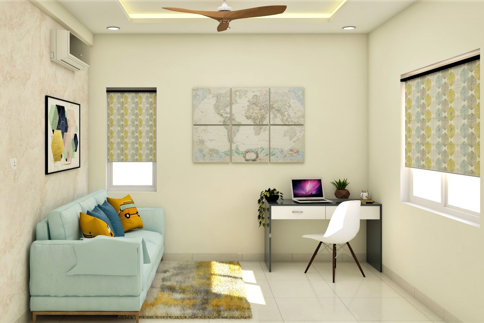 Cream Modern Wall Paint Design For Home Office | Livspace