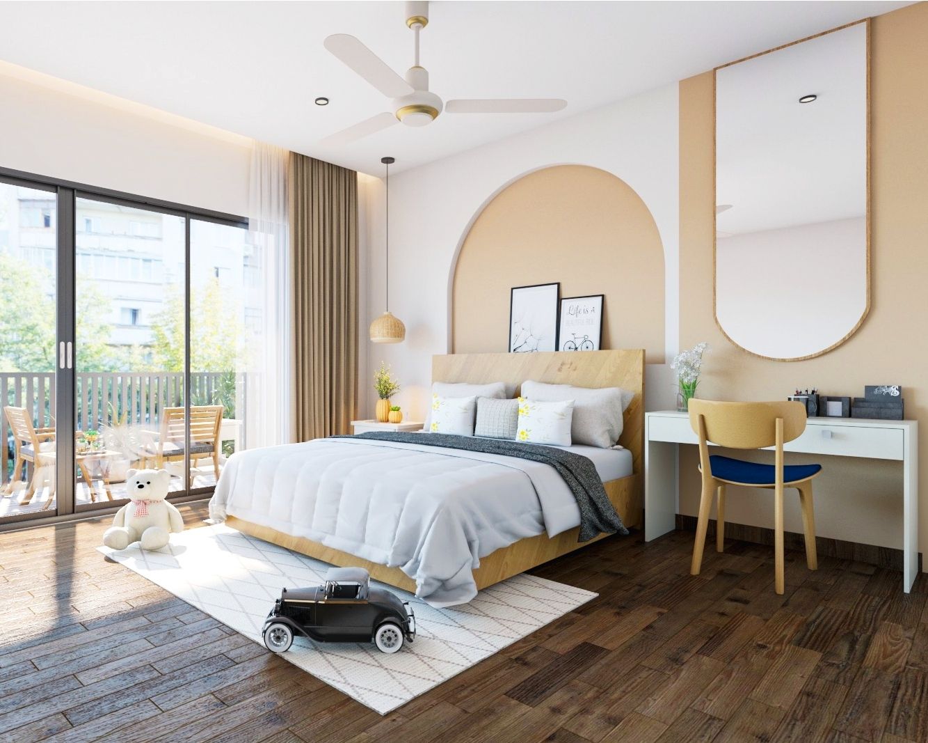 Teen Retreat: Contemporary Kids Bedroom Design With King Bed & Study Space | Livspace