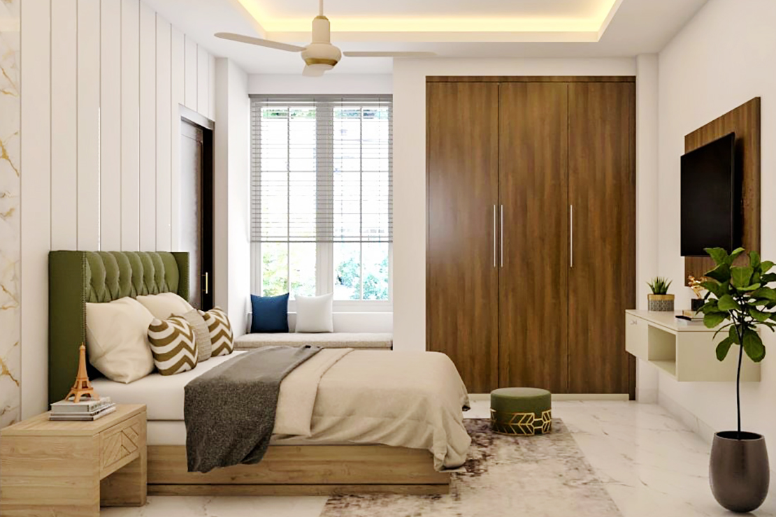 Contemporary Spacious Convenient Master Bedroom Design | Livspace