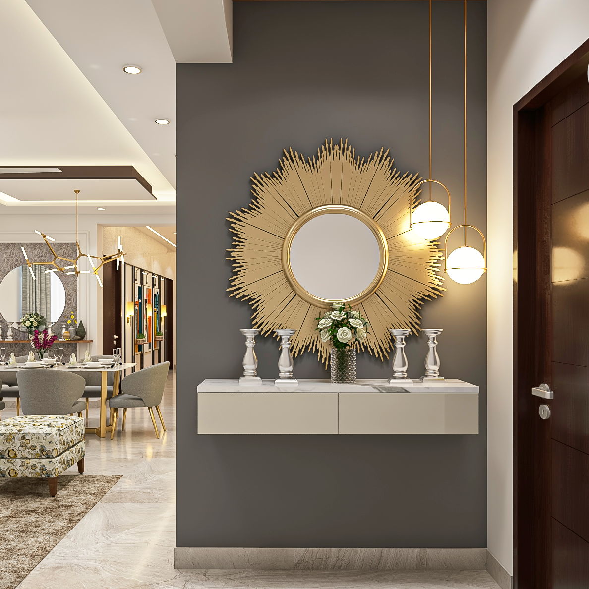 Sleek & Spacious Foyer Design | Livspace