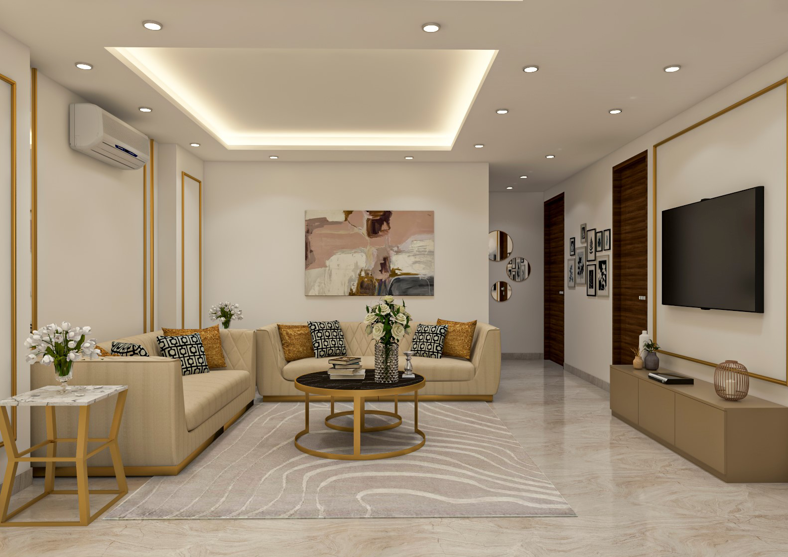Classic Design Luxurious Spacious Convenient Living Room | Livspace