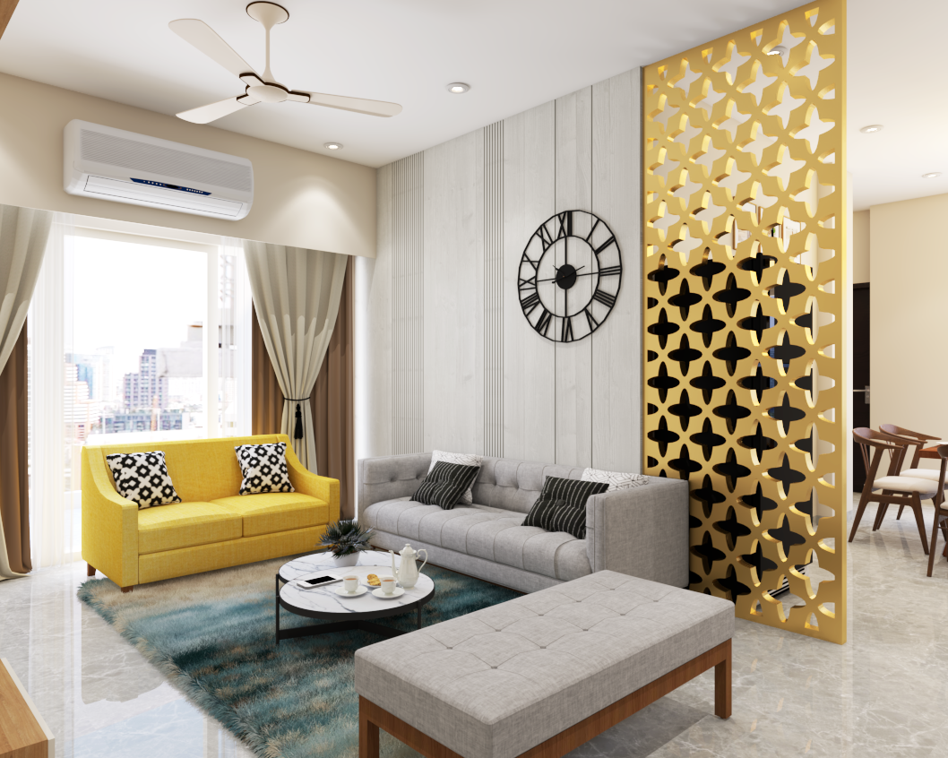 Simple Minimal Compact Contemporary Living Room Design | Livspace
