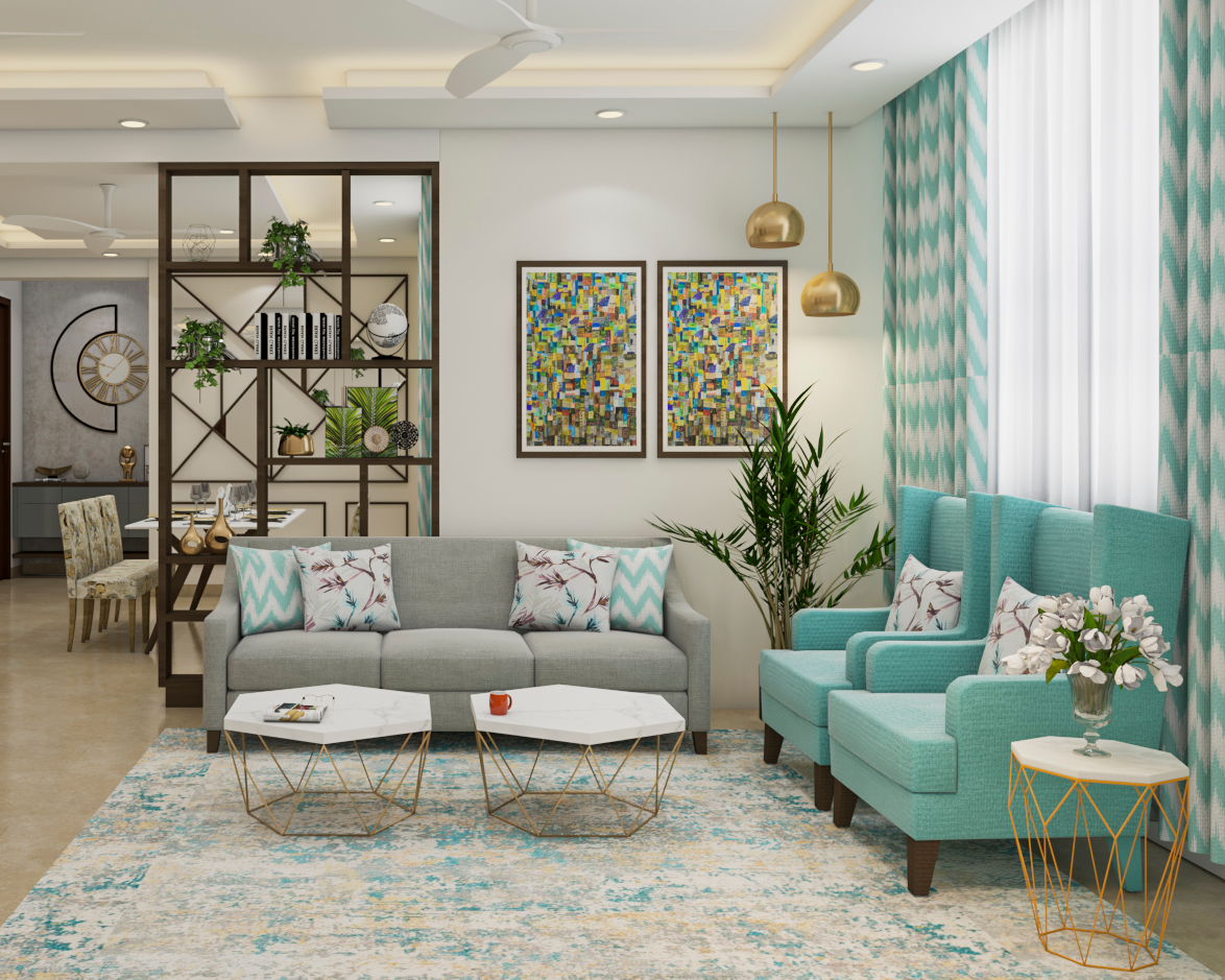 Clean Convenient Modern Spacious Living Room Design | Livspace