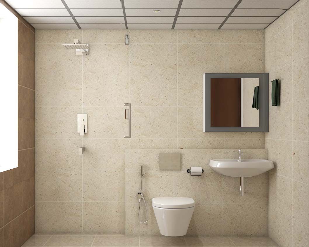 Contemporary Style Spacious Bathroom With Ceramic Flooring | Livspace