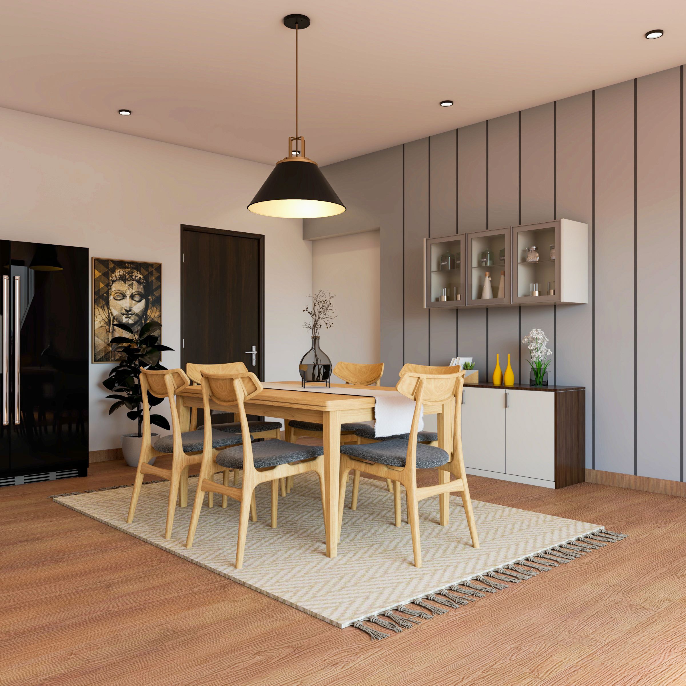 Contemporary Dining Room Design With Subtle Colour Palette | Livspace