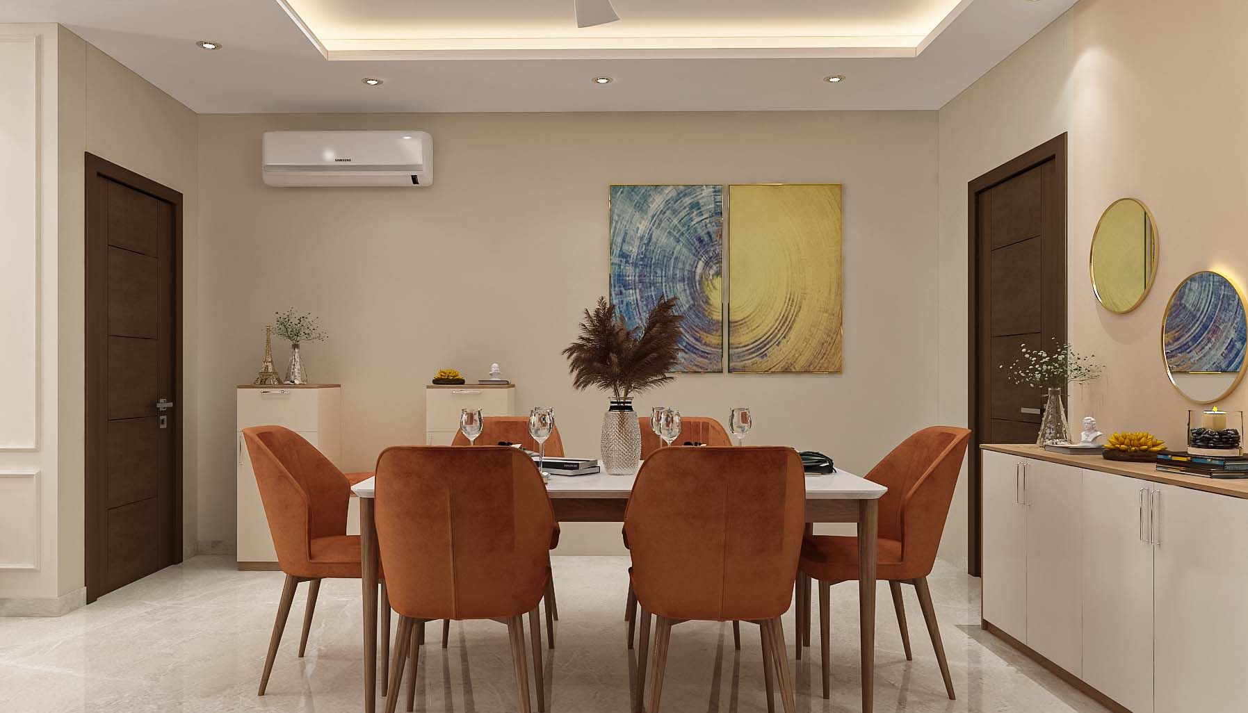 Contemporary Themed Spacious Convenient Dining Room Design | Livspace