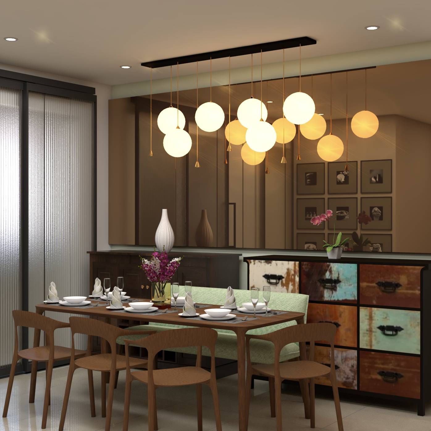 Spacious Dining Room Design With 6-Seater Dining Table | Livspace
