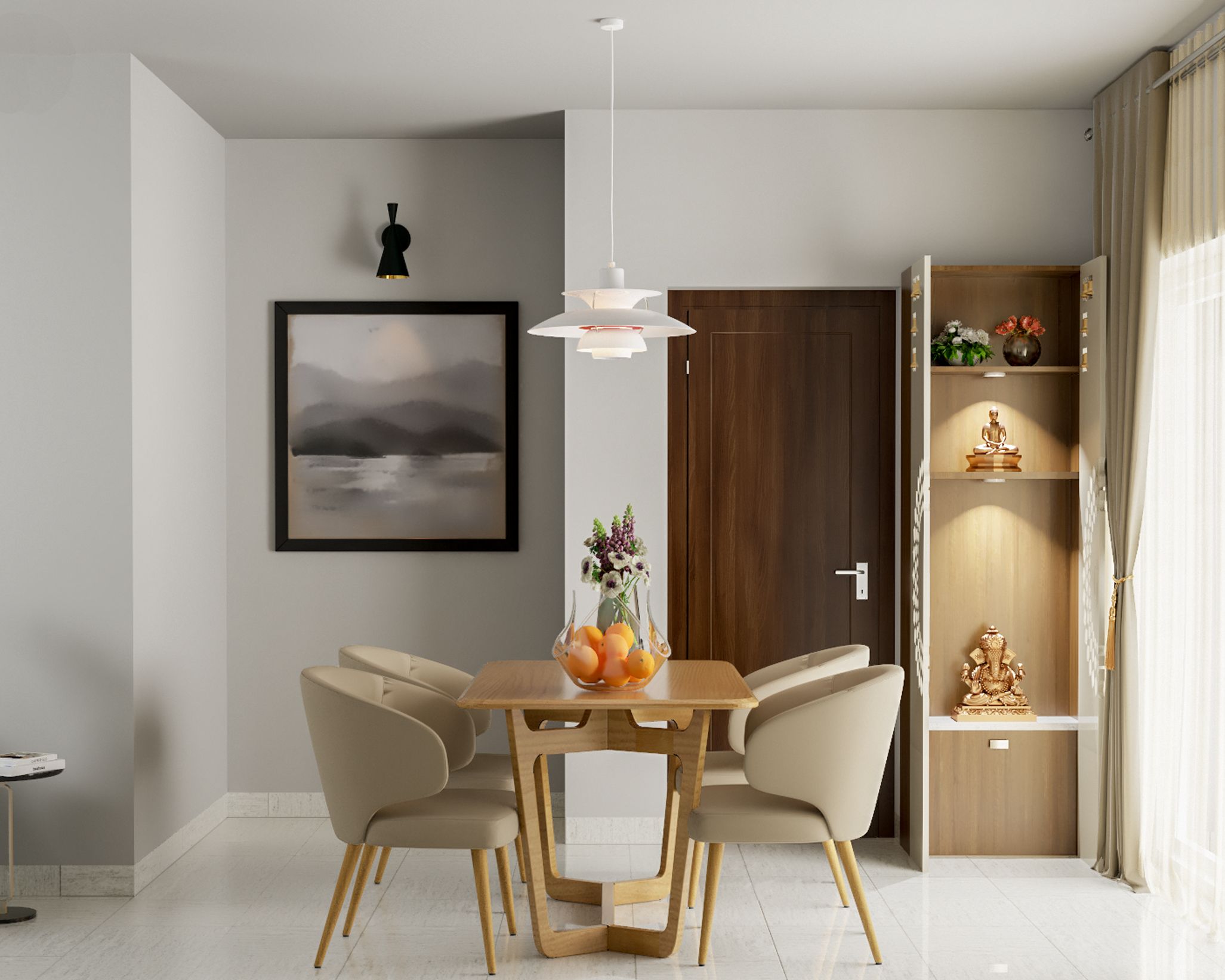 Modern Style Convenient Low Maintenance Dining Room Layout | Livspace