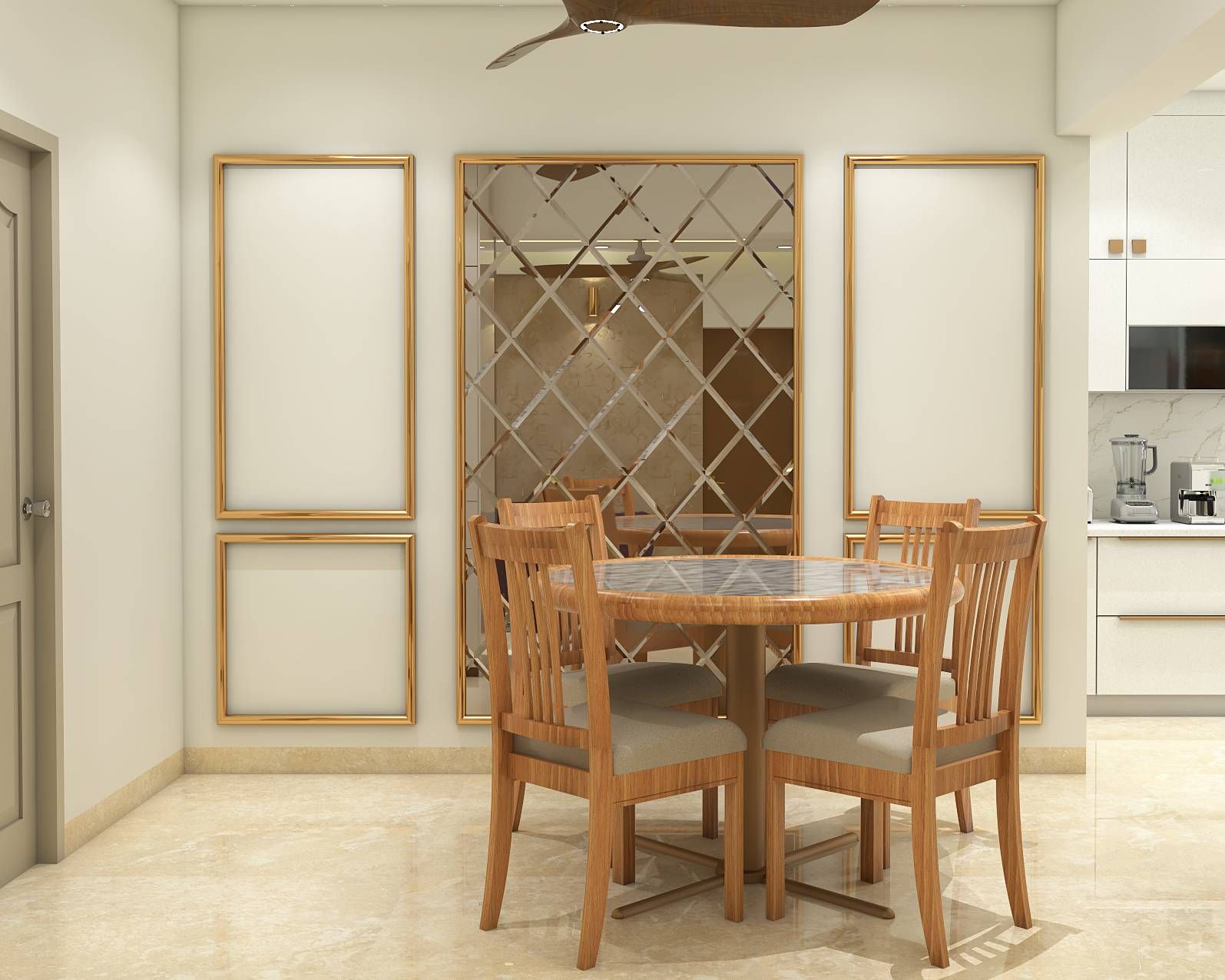 Contemporary Style Dining Room Design With Wooden Chairs | Livspace