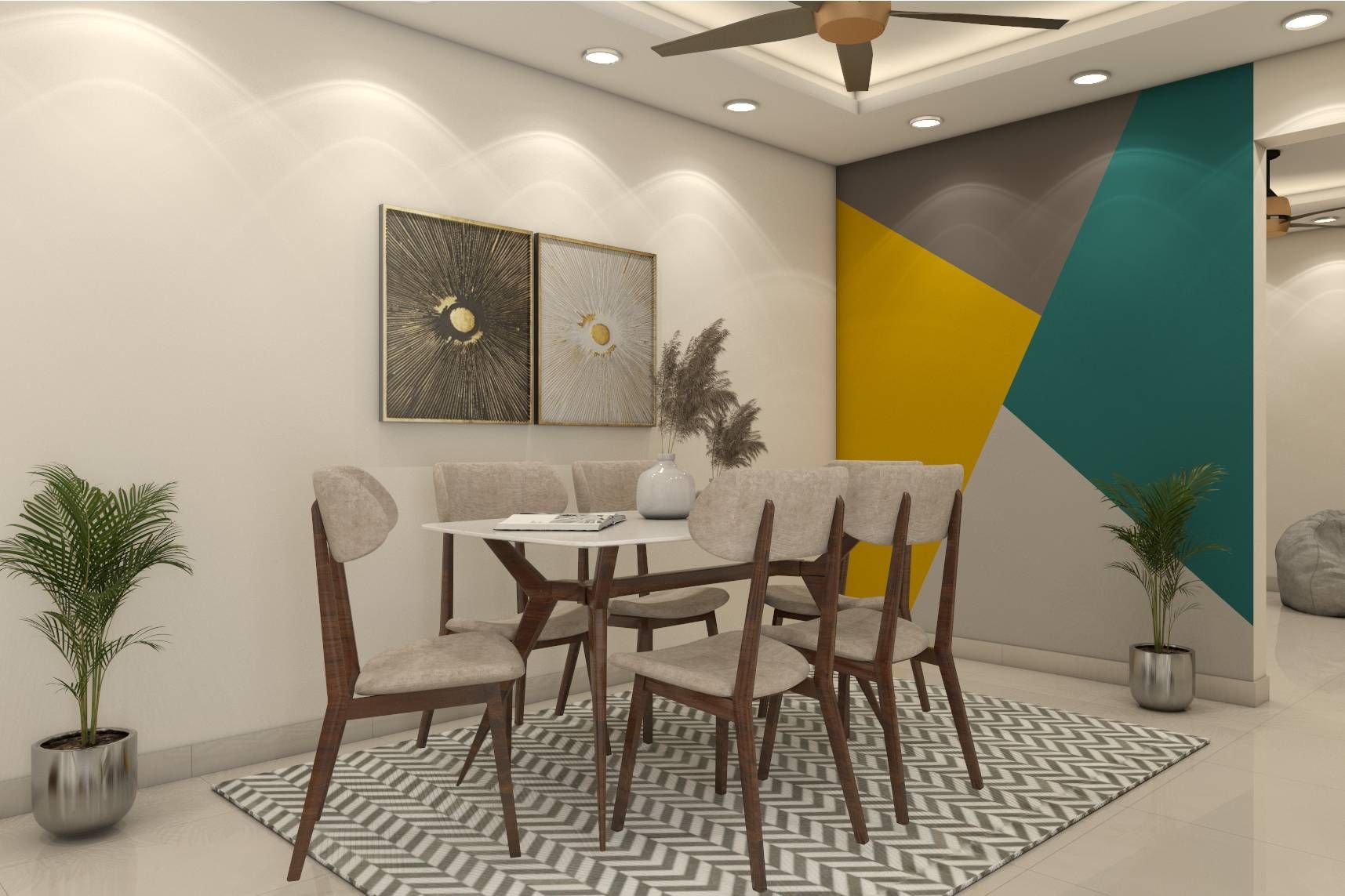 Low Maintenance Modern Styled Compact Dining Room Design | Livspace