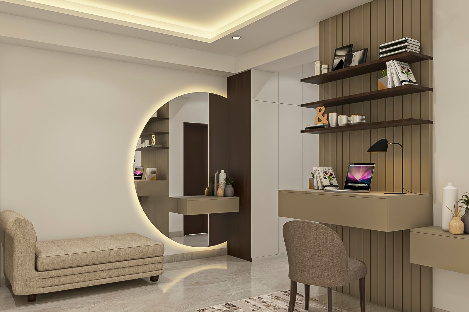 Spacious Light And Dark Classic Home Office Design Idea | Livspace