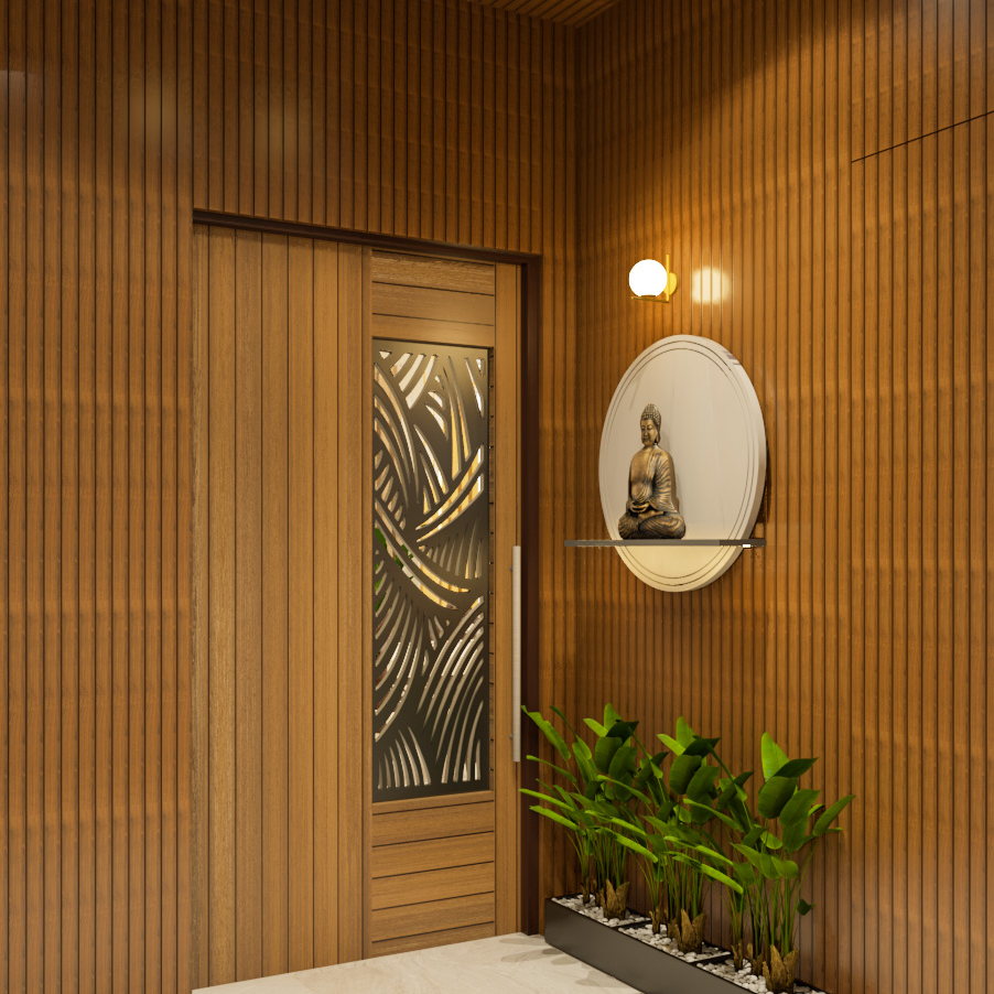 Modern Compact Foyer With Wooden Interiors | Livspace