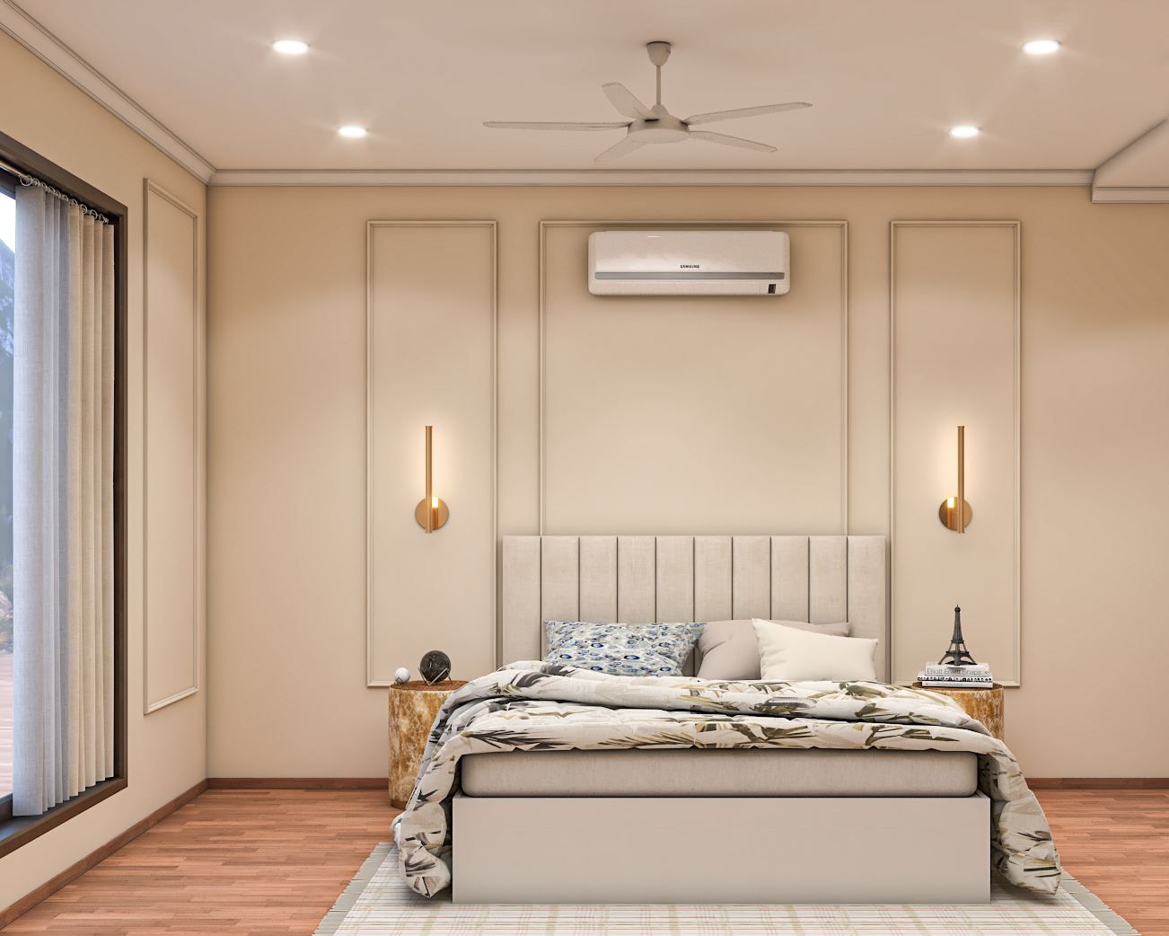 Contemporary Beige Themed Guest Bedroom Design | Livspace