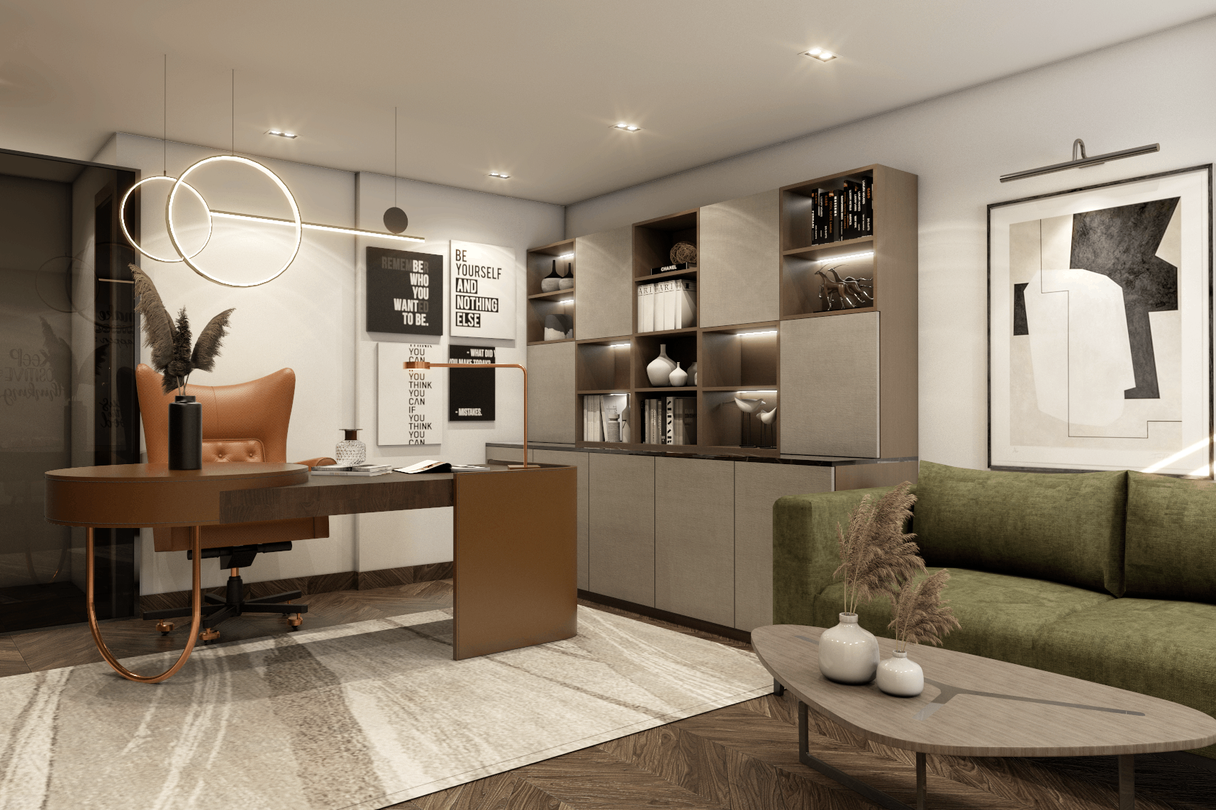 Maximum Storage Convenient Contemporary Home Office Design | Livspace