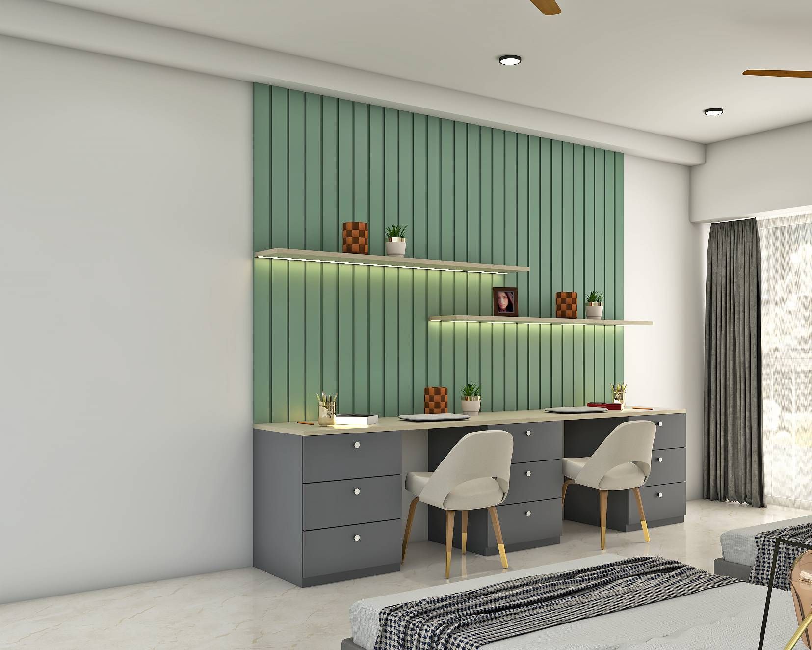 Modern Home Office Design With Multiple Storage Drawers | Livspace