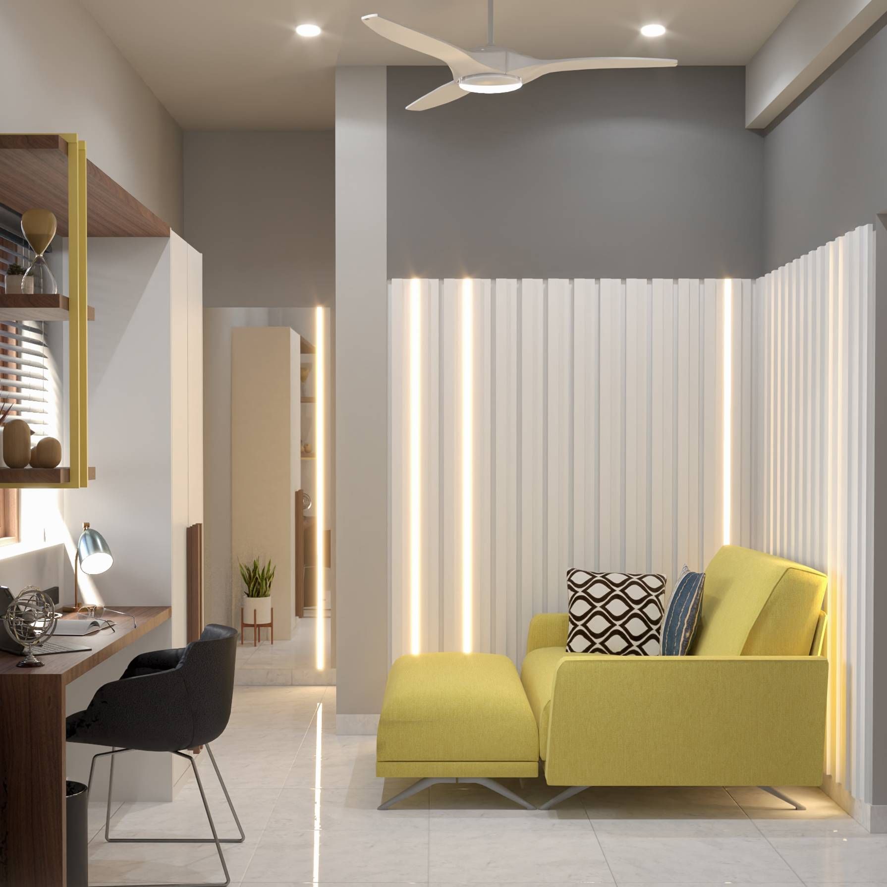 Window Facing Contemporary Home Office Design | Livspace