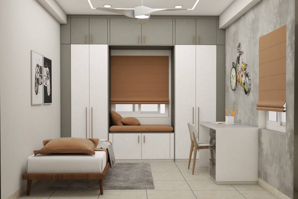 Modern Compact Kid's Bedroom Design With Study Table | Livspace