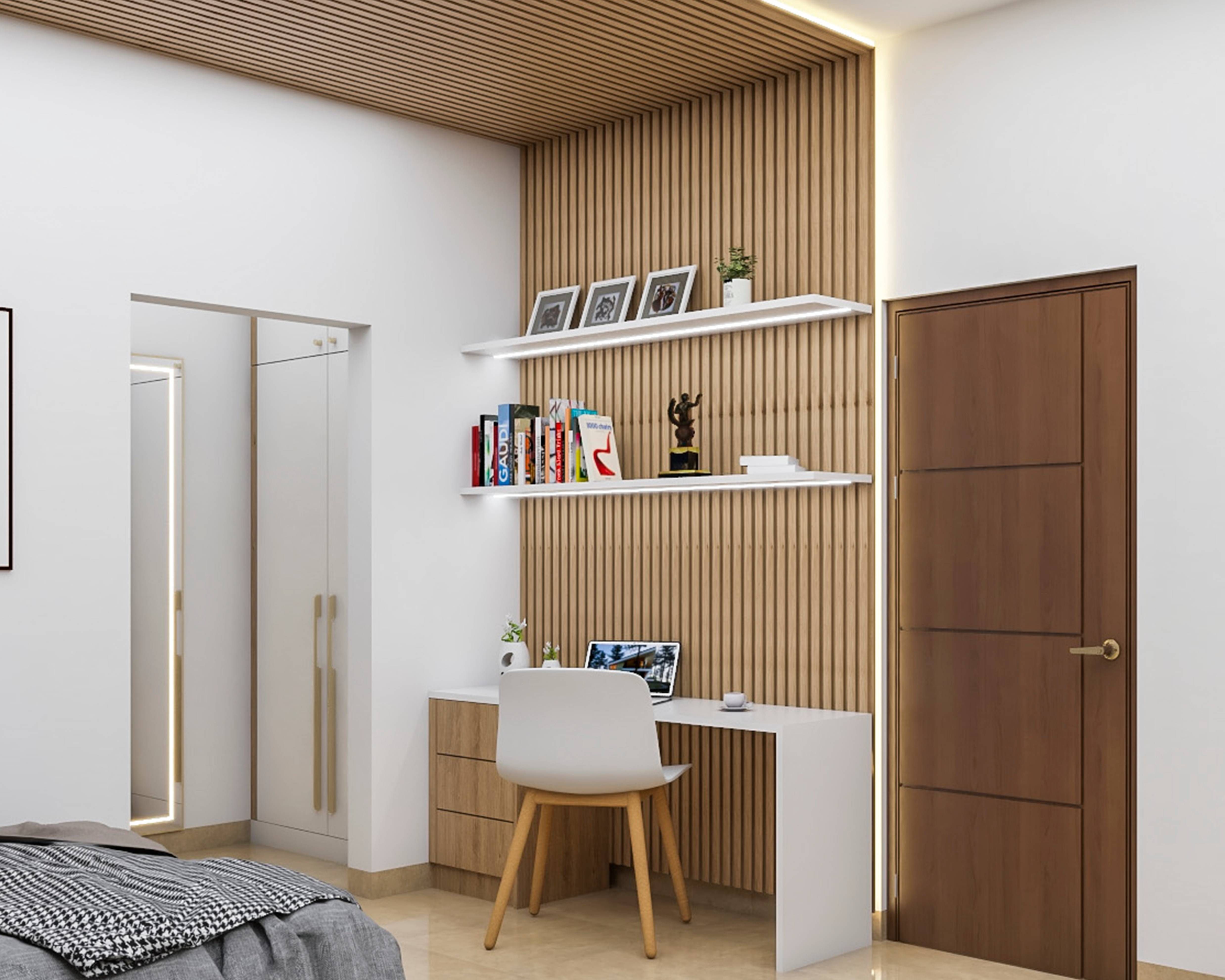 Spacious Modern Style Kid's Bedroom Design With Study Table | Livspace