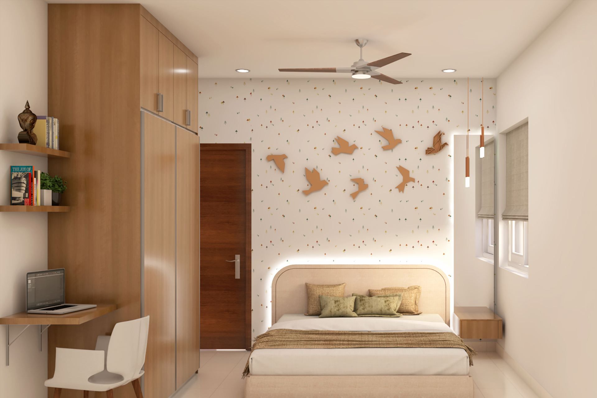 Spacious Kid's Bedroom Design With Study Table | Livspace