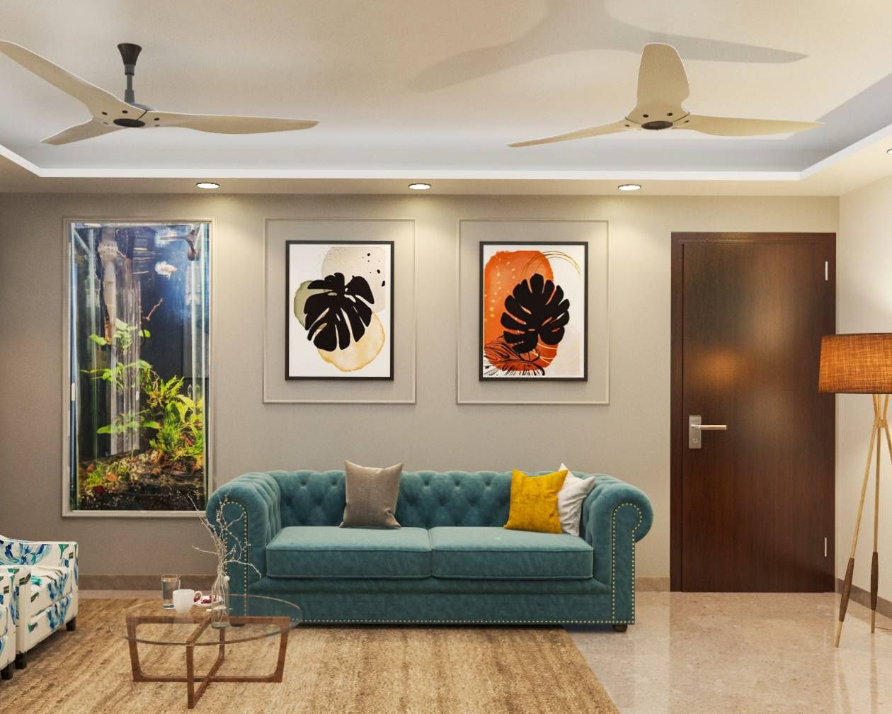 Modern Living Room Design With Wall Frames | Livspace