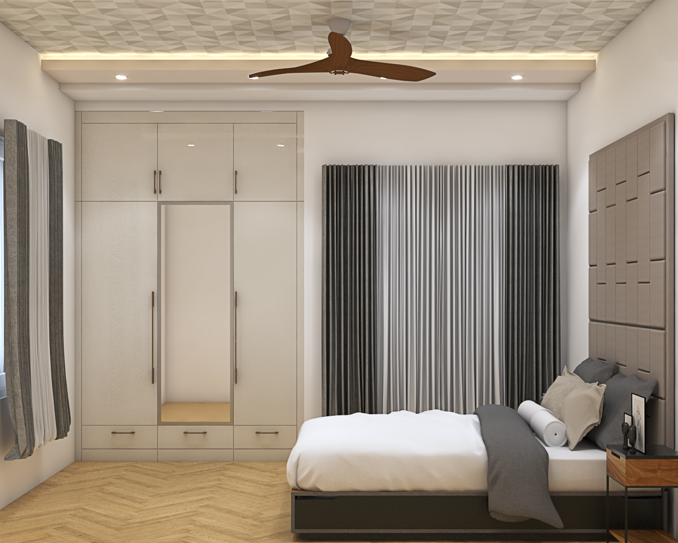 Low Maintenance Modern Style Compact Master Bedroom Design | Livspace