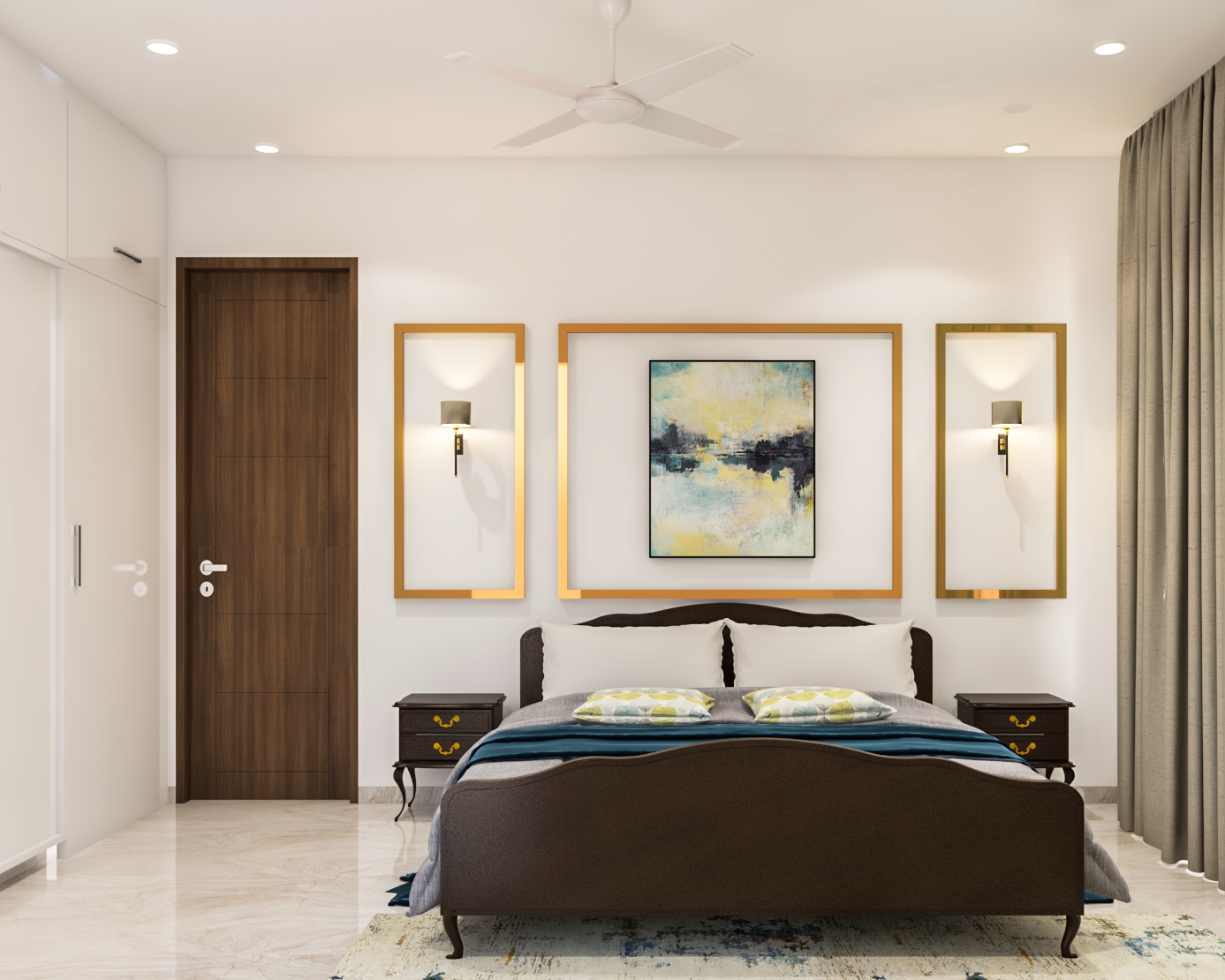 Spacious Master Bedroom Design With Wooden Textures | Livspace