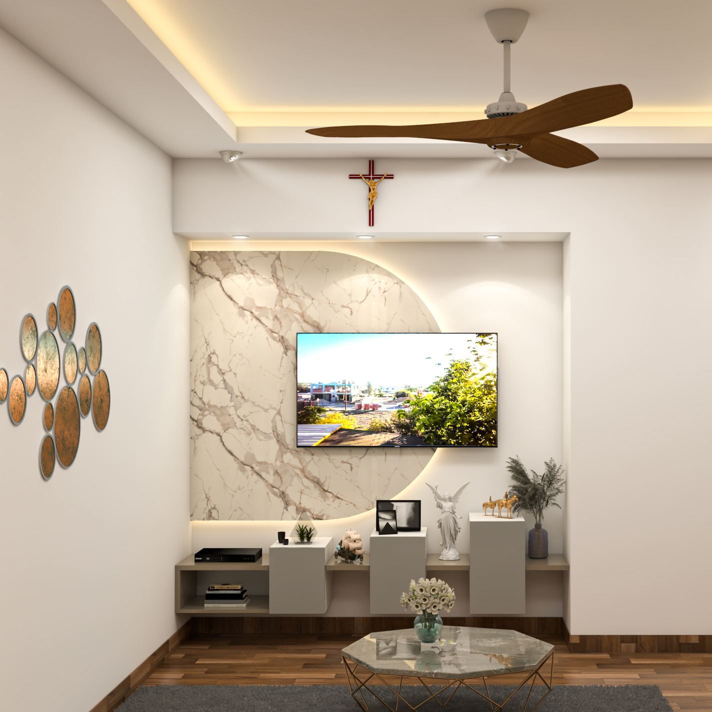 Wall-Mounted Compact TV Unit Design | Livspace